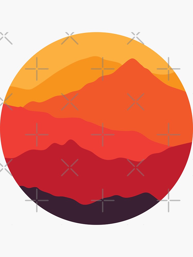 "Bright Retro Mountain Sunset" Sticker by Thespot | Redbubble
