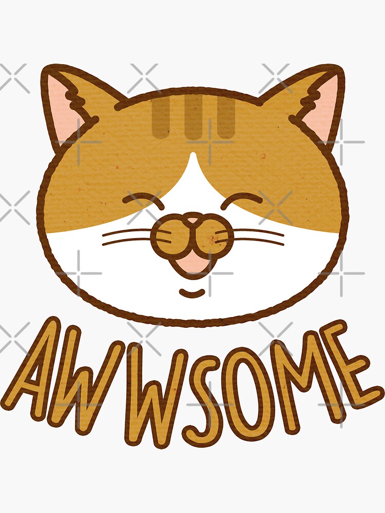 "awwsome cat" Sticker for Sale by mangoandgills | Redbubble