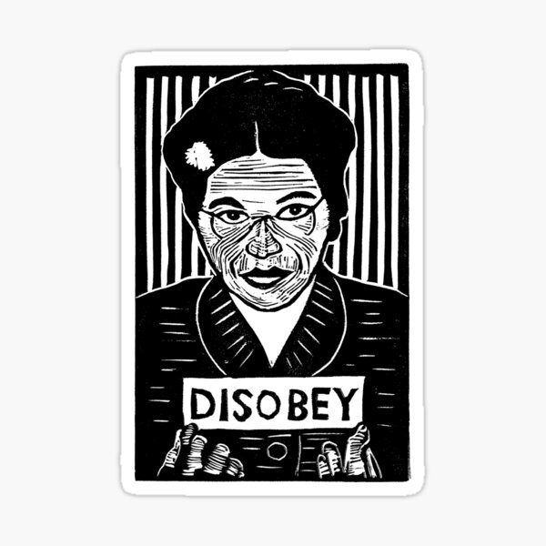 "DISOBEY - original linocut design and print" Sticker for Sale by ...