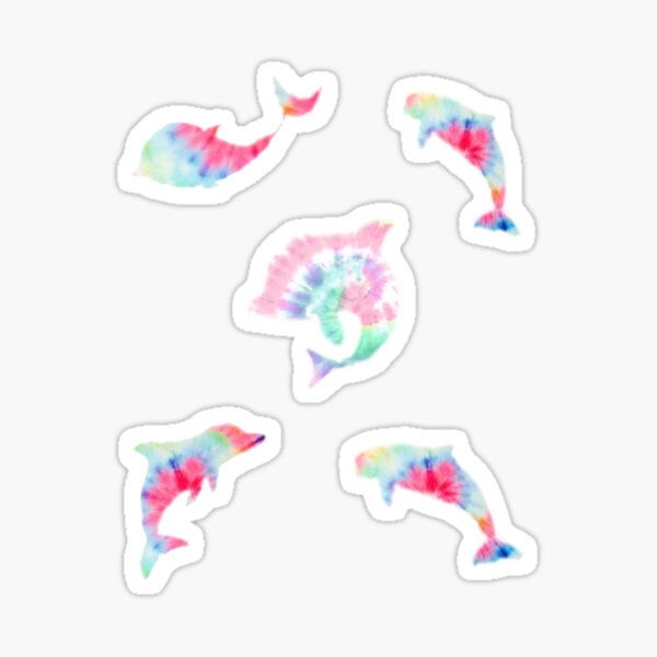 "Cute Tie Dye Dolphin Sticker Pack - Tie Dye Sea Animal " Sticker for ...