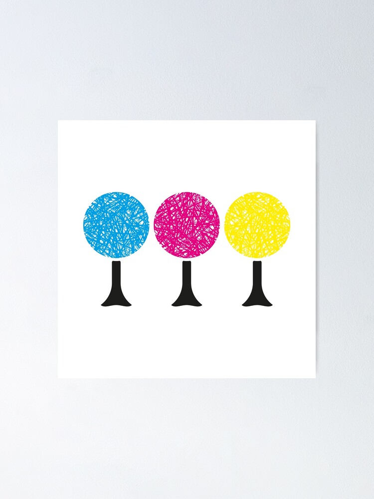 "CMYK Colour Scribble Trees" Poster for Sale by johnuttley | Redbubble