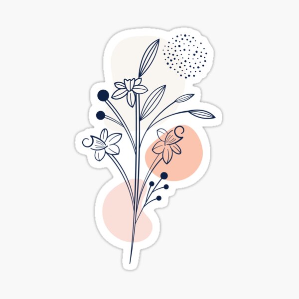 "line drawing flower " Sticker by Nehalshop | Redbubble