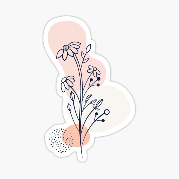 "line drawing flower " Sticker for Sale by Nehalshop | Redbubble