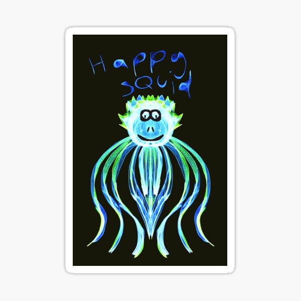 "Happy Squid" Sticker for Sale by FlowerSwirl | Redbubble