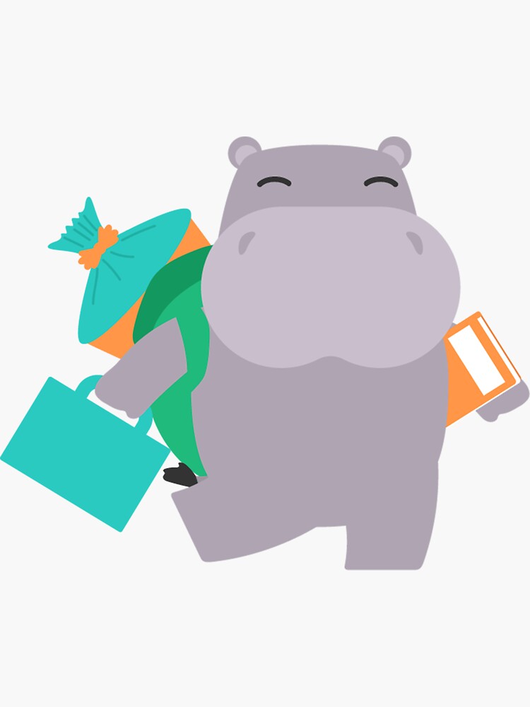 Pegatina «Matriculación escolar infantil hipopótamo» de Mrkram | Redbubble