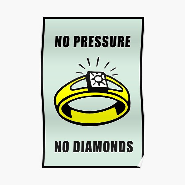 "No Pressure No Diamonds Monopoly Motivation " Poster for Sale by ...