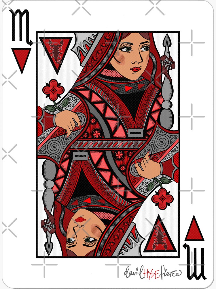 Pegatina «Scorpio Queen - Baraja de cartas - Reina de corazones - Naipe ...