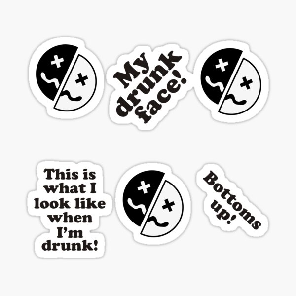 "Drunk Face" Sticker for Sale by fionakzn | Redbubble