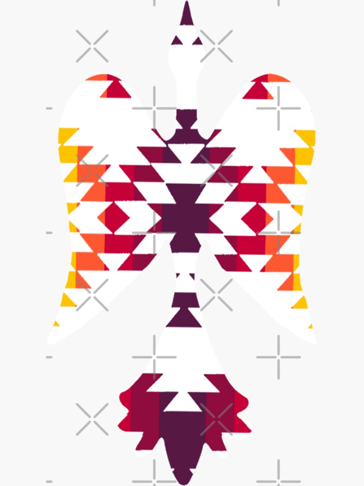 "Native American White / Fire Color Waterbird Design- Blue Background ...