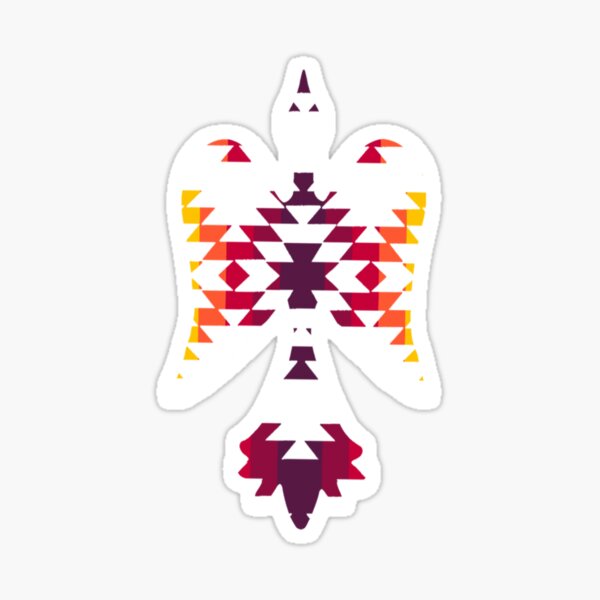 "Native American White / Fire Color Waterbird Design- Blue Background ...