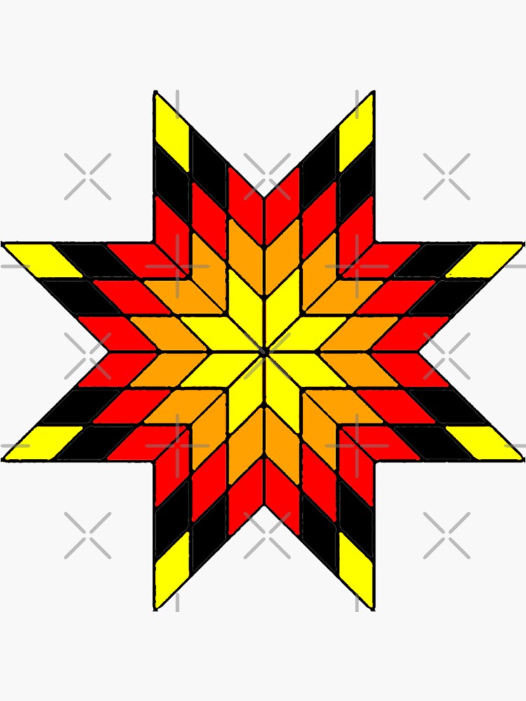 "Native Starburst Fire Color Design - White background " Sticker for ...