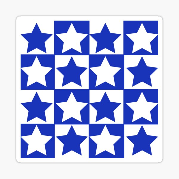 "Checkered Star Pattern Blue-and-White" Sticker for Sale by JessicaR ...