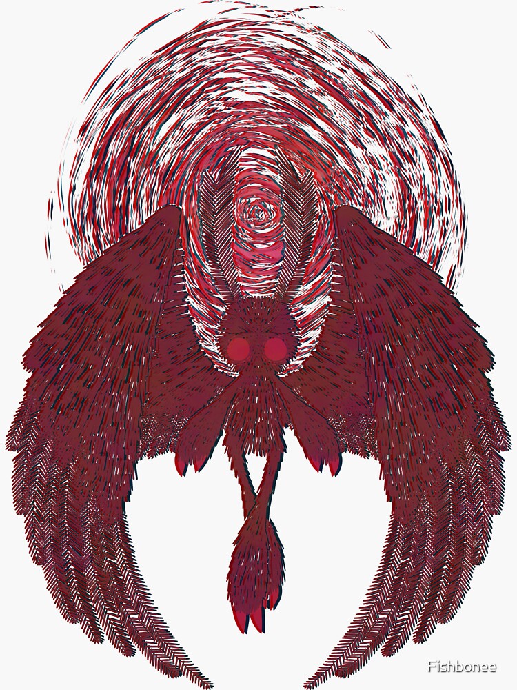 "Mothman in Red" Sticker by Fishbonee | Redbubble