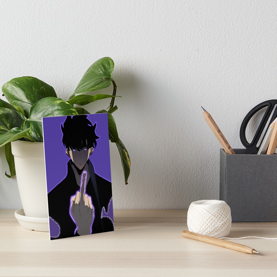 "Solo Leveling - Sung Jin Woo Middle Finger" Art Board Print for Sale ...