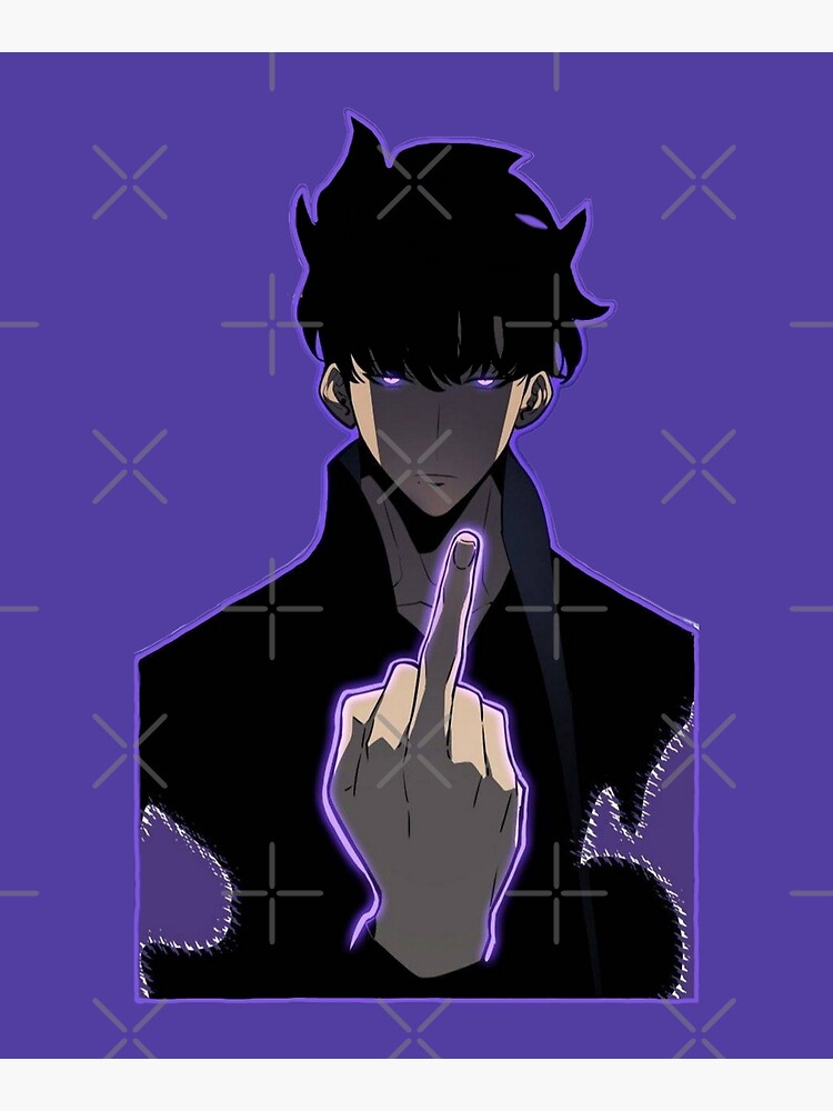 "Solo Leveling - Sung Jin Woo Middle Finger" Mounted Print by vAnime ...