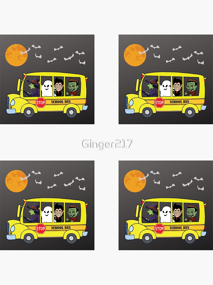 "Halloween Witch Driving A School Bus" Sticker for Sale by Ginger217 ...