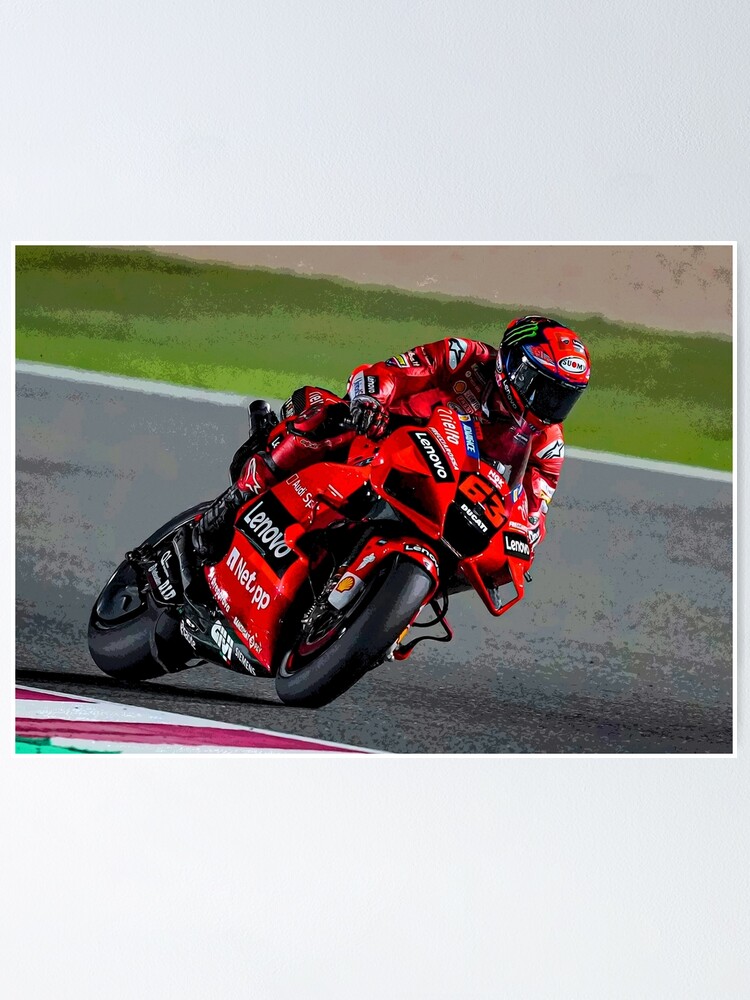 "Francesco Bagnaia racing his 2021 MotoGP motorcycle abstract" Poster ...