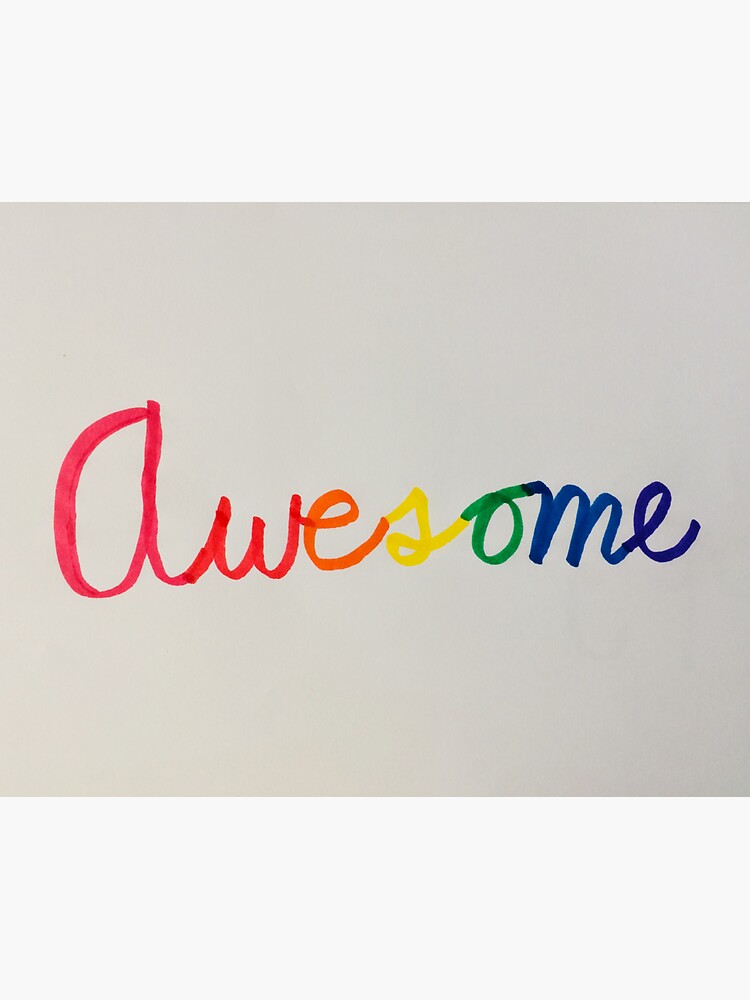 "rainbow awesome in cursive" Sticker for Sale by siennaskitchen | Redbubble