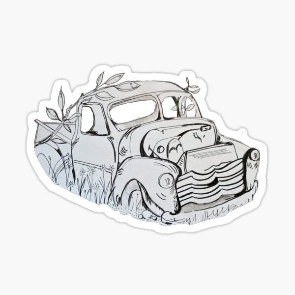 "Rusty ute - I'm an old ute rusting in the bush, brown." Sticker by ...