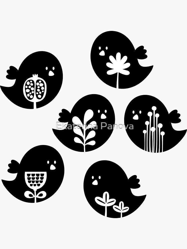 "Birds and lines" Sticker for Sale by panova | Redbubble