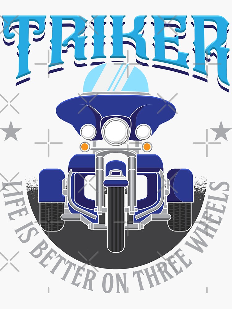 "TRIKE MOTORCYCLE: Three Wheels" Sticker by woormle | Redbubble