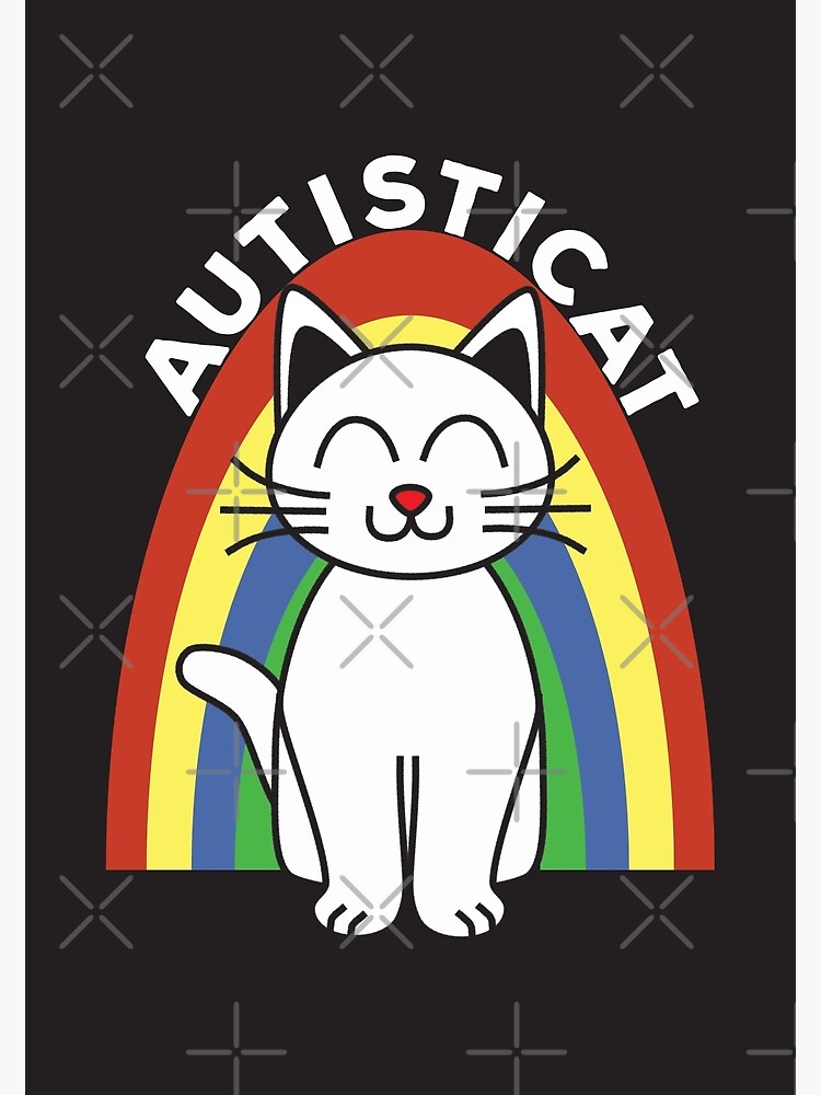 "Cute Red Nose Cat with Green, Blue, Yellow and Red Rainbow Autisticat ...