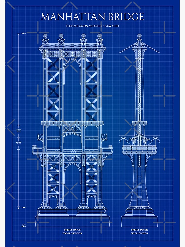 "Manhattan Bridge (Blueprint)" Poster for Sale by BGALAXY | Redbubble