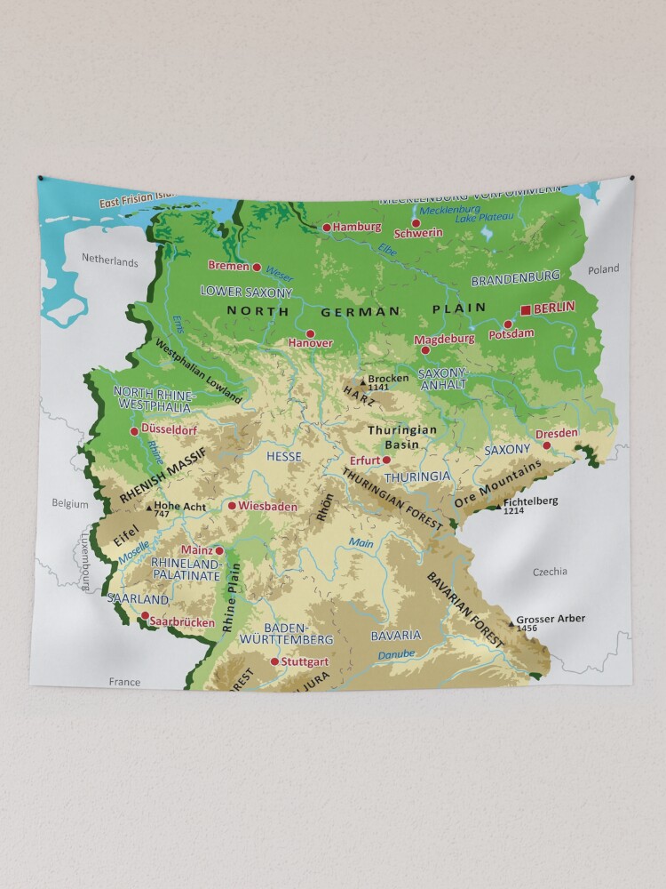 Germany Physical Map With Key Big Size | Practice Map Of Germany |Pack