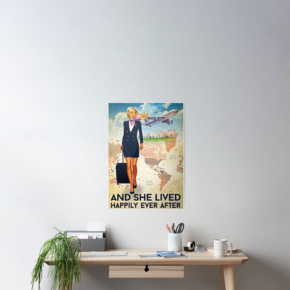 "Flight Attendant And She Lived Happily Ever After Navy Uniform Poster ...