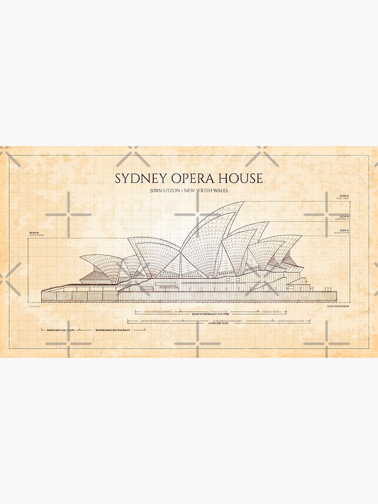 "Sydney Opera House (Old blue grid burgundy)" Art Print for Sale by ...