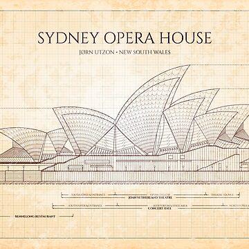 "Sydney Opera House (Old blue grid burgundy)" Art Print for Sale by ...