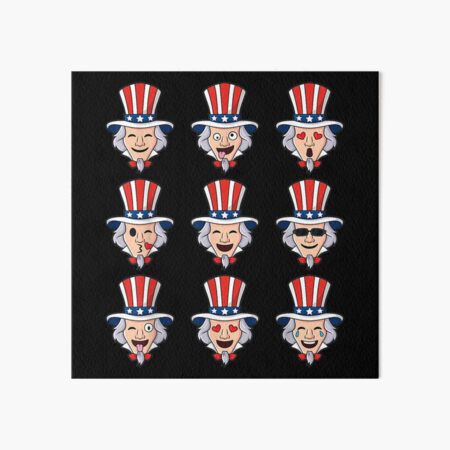 "4th Of July Uncle Sam Emojis Boys Girls Kids USA Emoticons" Art Board ...