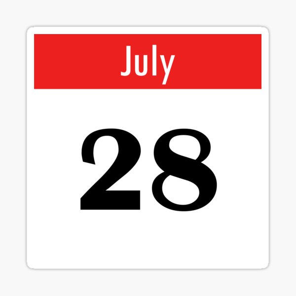"July 28th Calendar" Sticker for Sale by mostafaelbek | Redbubble