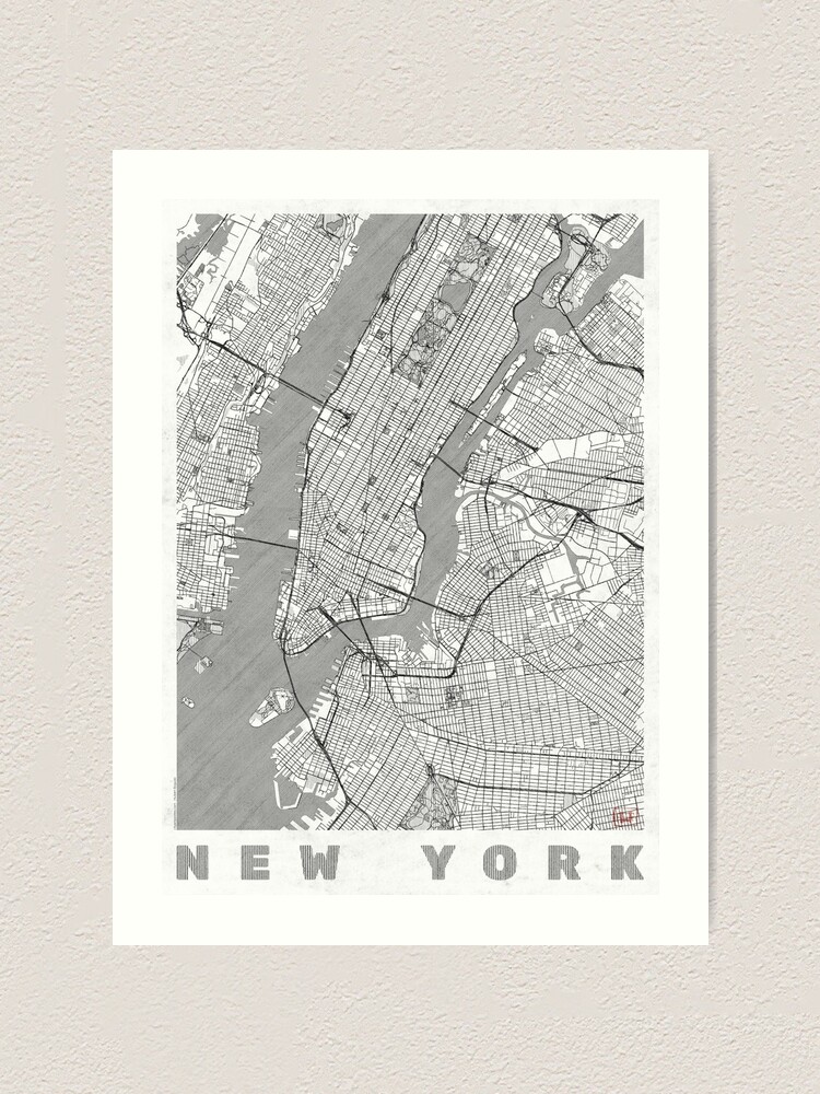"New York Map Line" Art Print for Sale by HubertRoguski | Redbubble