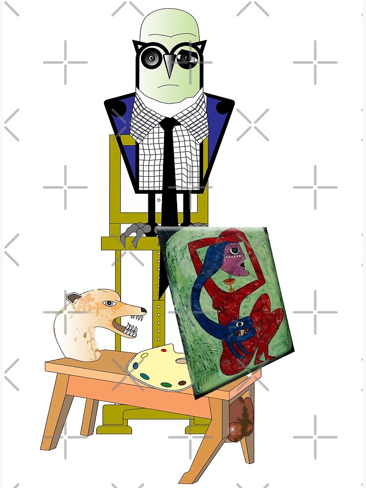 Lámina artística «Búho, como artista (V. B. Surrealista, pintor francés ...
