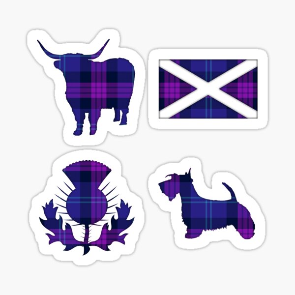 "Great Scot Tartan Sticker Pack | Cute Blue and Purple Scottish Plaid ...