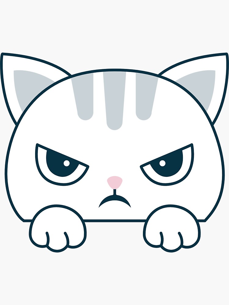 "Cute angry cat" Sticker for Sale by FantasyCapsule | Redbubble