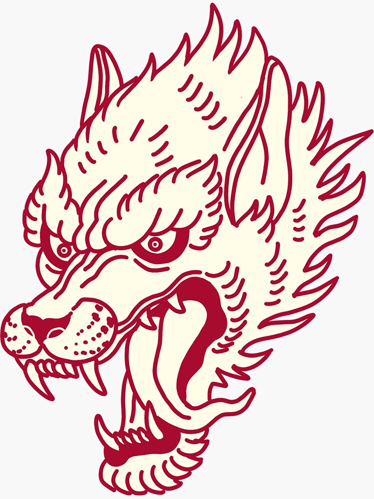 "Traditional Red Wolf" Sticker by crystaltotem | Redbubble