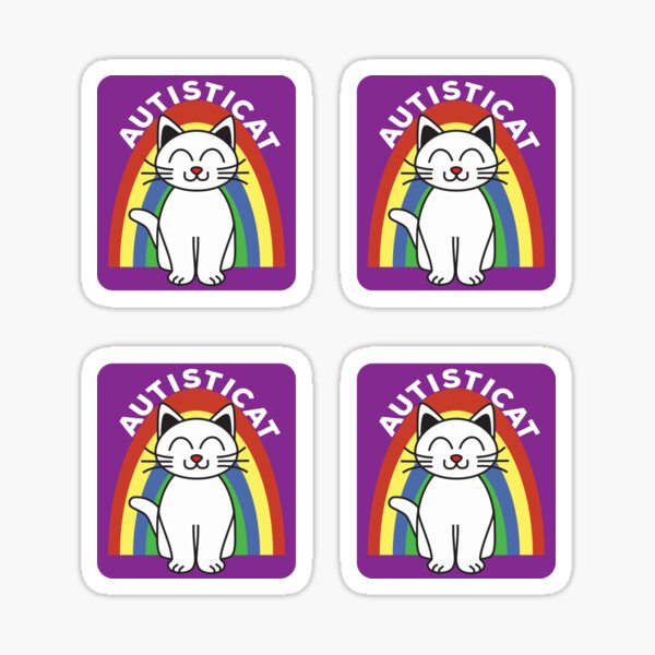 "Cute Red Nose Cat with Green, Blue, Yellow and Red Rainbow Autisticat ...