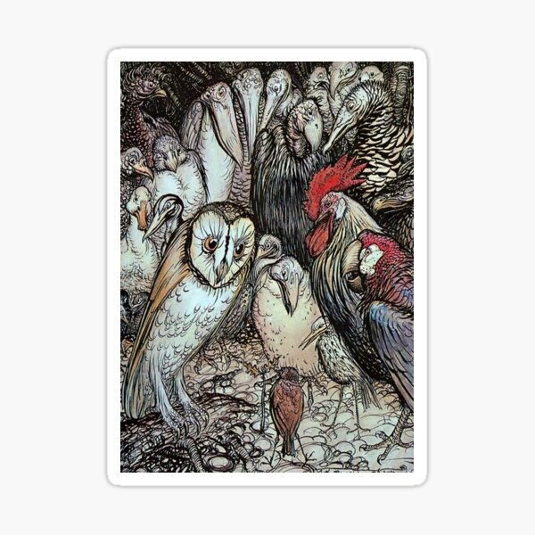The Owl and the Birds” by Arthur Rackham" Sticker for Sale by ...