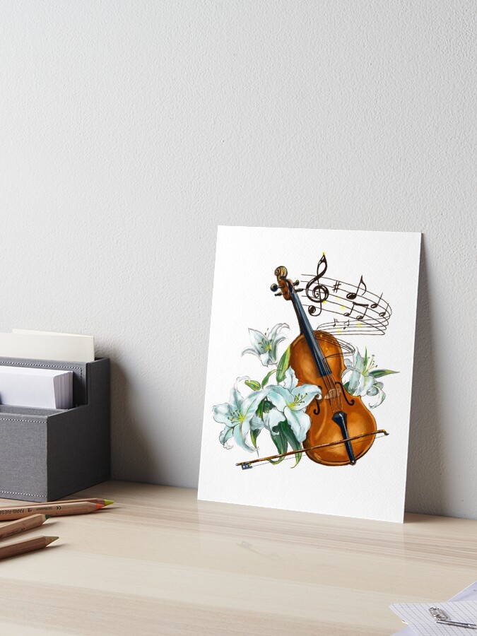 "Floral Violin-Cello for white" Art Board Print for Sale by Kim Leex ...