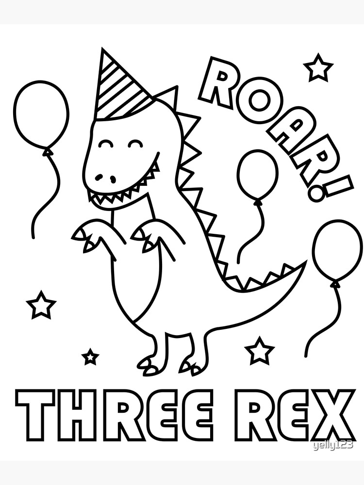 Lámina fotográfica «Three Rex Birthday Colorea tu propio tercer ...