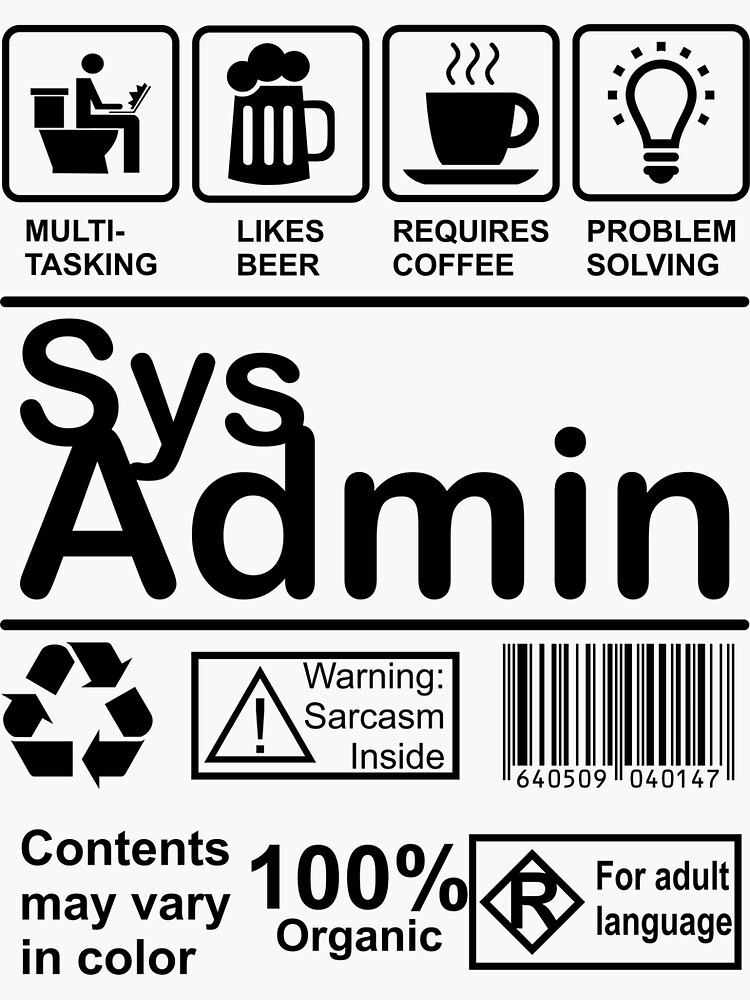 "Sysadmin label" Sticker by VeryBadTaste | Redbubble