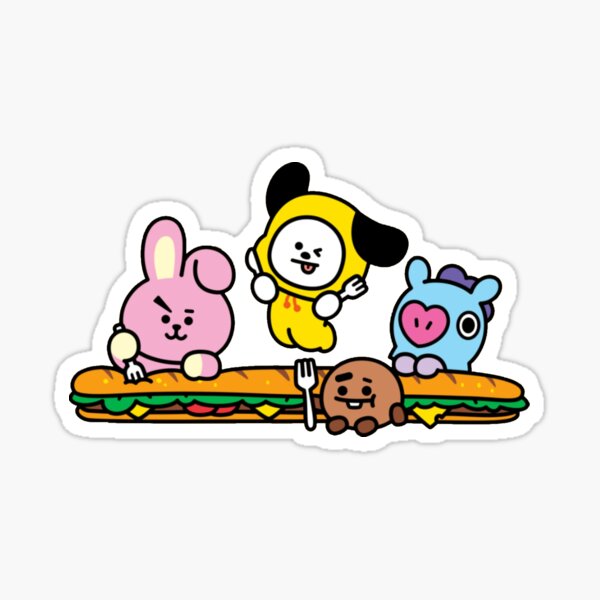"BT21 with food Sticker " Sticker for Sale by blueoctober04 | Redbubble