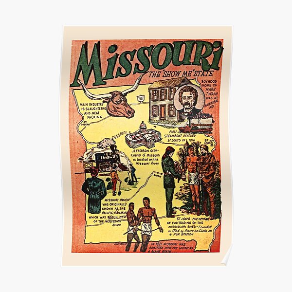 "Missouri Vintage Poster" Poster by RosarioDesigns | Redbubble