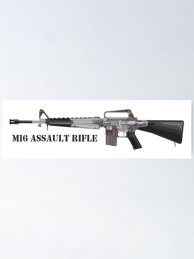 "M16 A1 Assault Rifle Cutaway Diagram Inside American Gun Details Gift ...