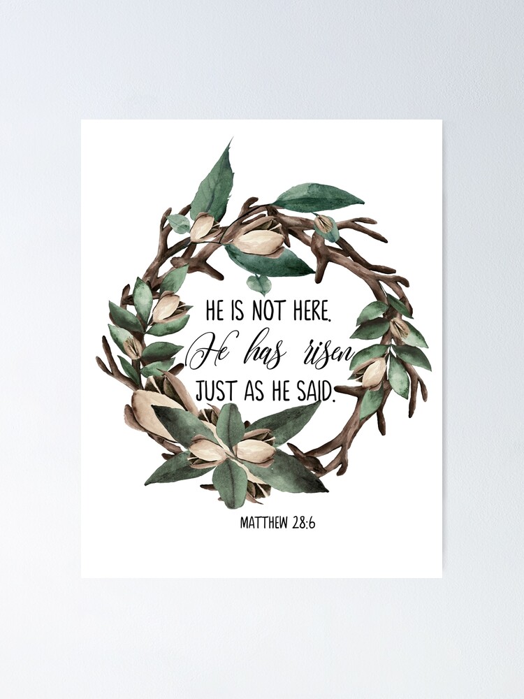 "He has risen, Matthew 28:6, Bible verse art, Scripture decor, Easter ...