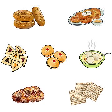 "Jewish Food Stickers" Sticker for Sale by JoBella-Designs | Redbubble
