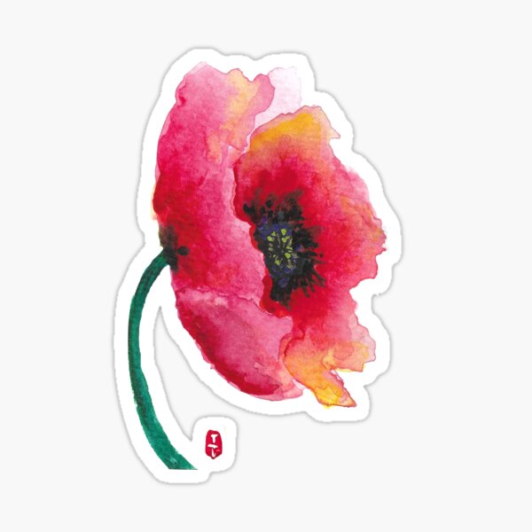 "Watercolor Poppy" Sticker for Sale by TiffanyRoy | Redbubble