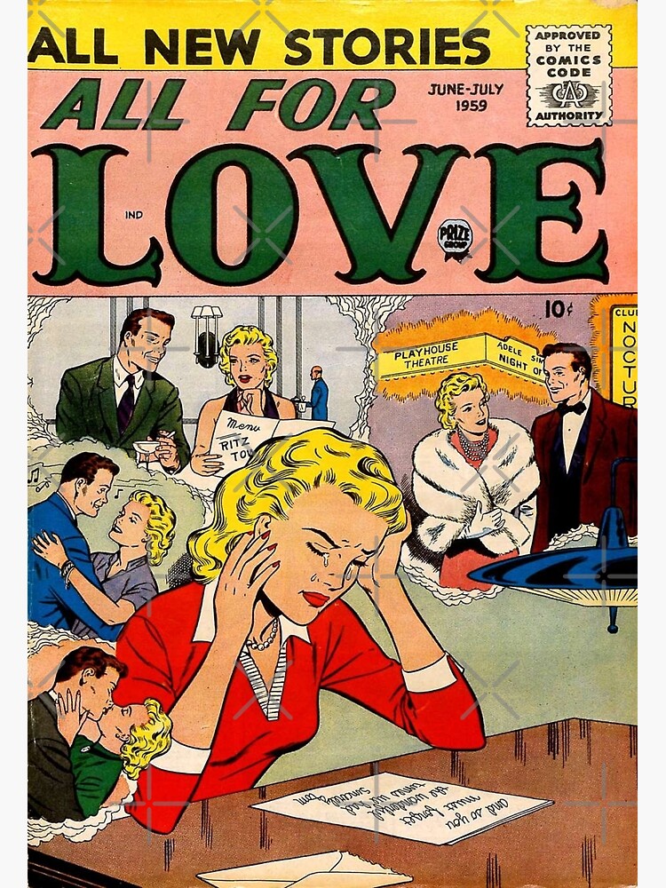 "Vintage Romance Comic Book Cover - All For Love" Poster for Sale by ...